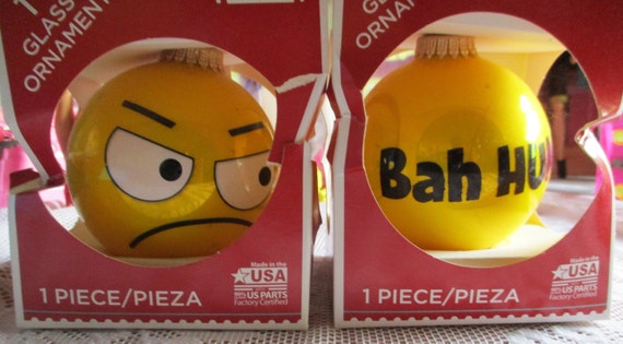 Emoji Christmas Bulbs Bah Humbug Mean Face Bulb - Etsy
