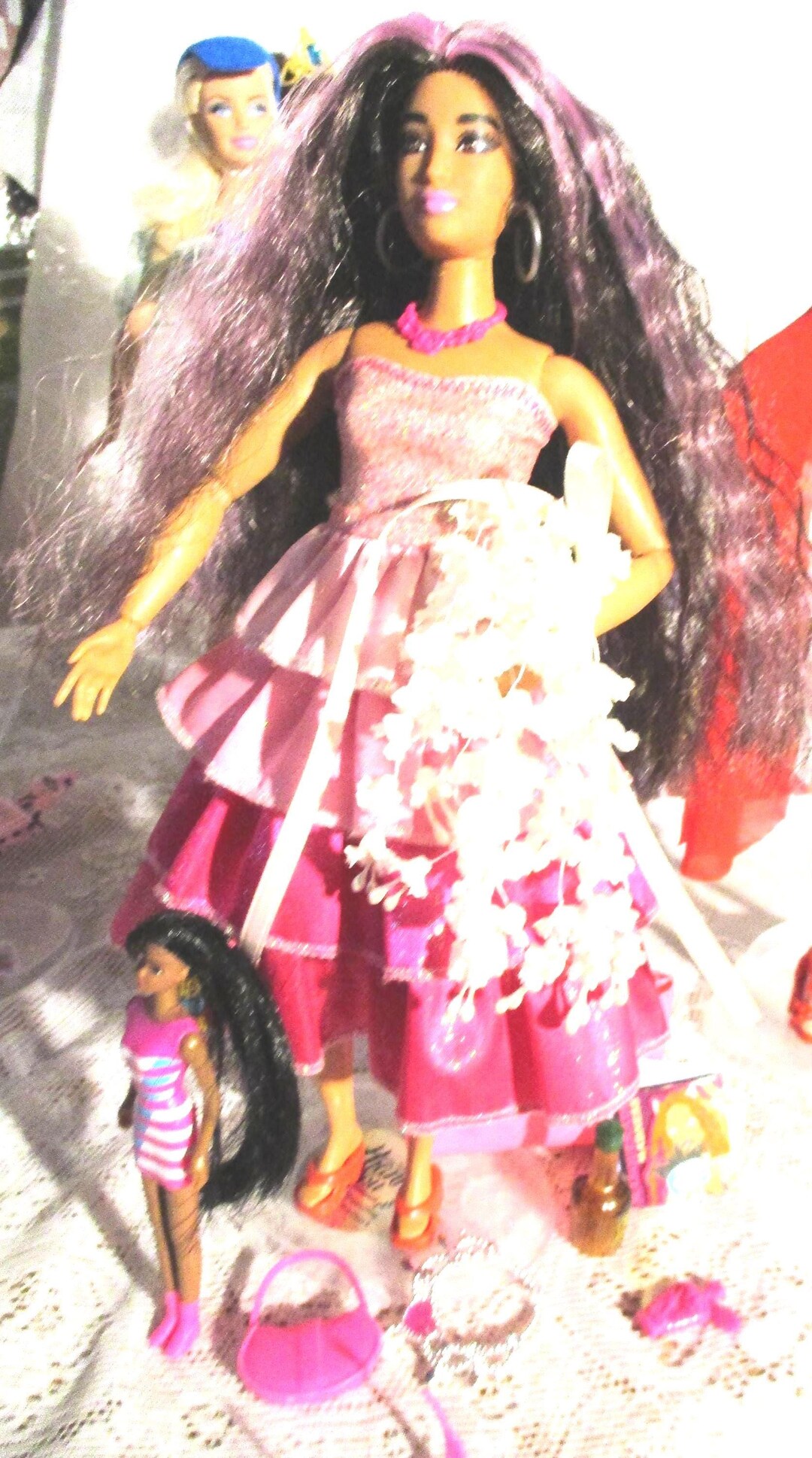 Barbie Doll Constance Multi-layered Pink Dress Bouquet Large Shopping ...