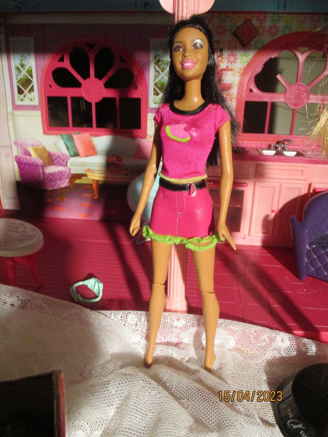 Mattel Barbie AA Friend NIKKI Pink Green Pleather Set Shoes Purse Clean ...