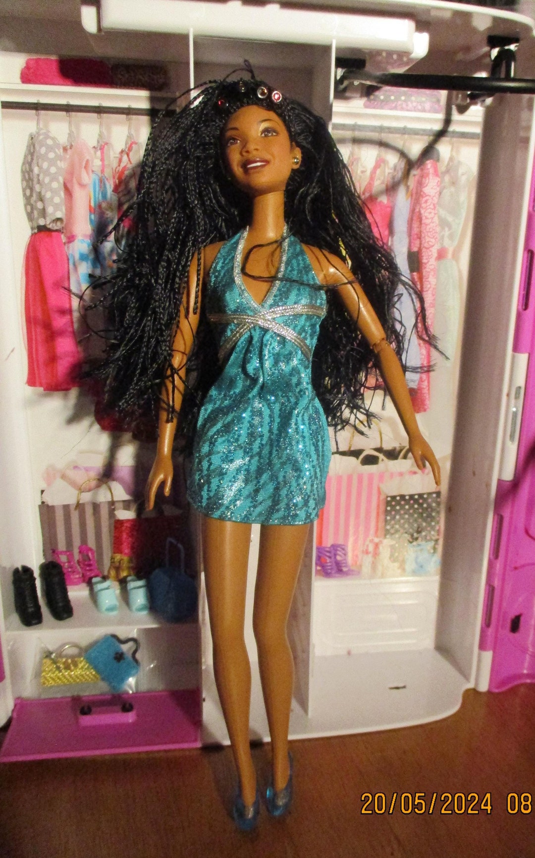 Barbie Mattel BRANDY Doll Blue Dress Micro-braided Hair Shoes Clean ...