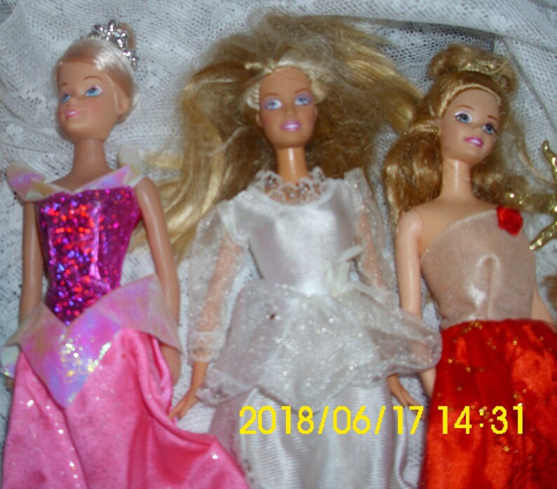 Mattel Barbie Trio in Princess Gowns Deep Pink on Pink White - Etsy