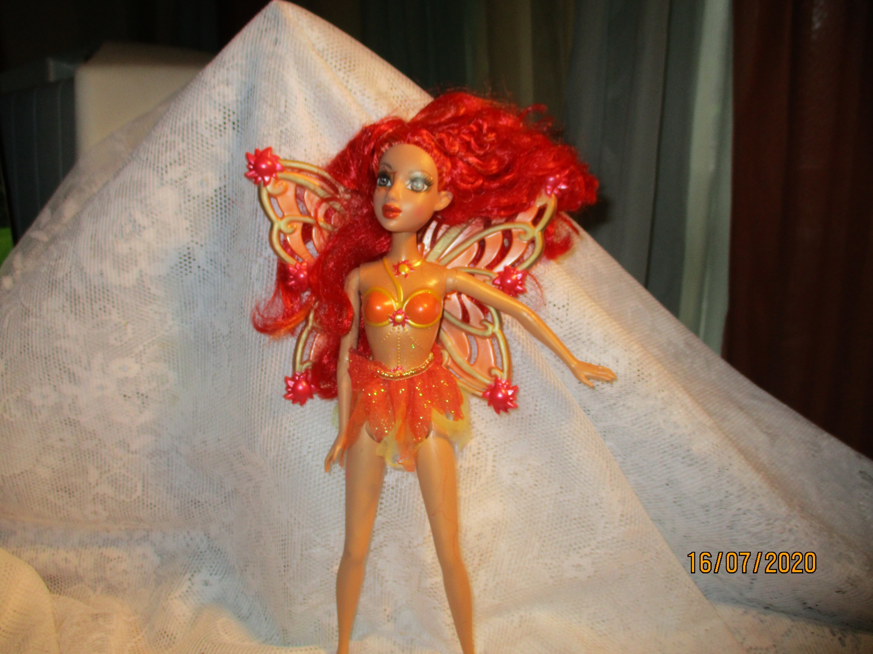 A Pixie Orange Color Hair and Face Designed Wings Cream Color | Etsy