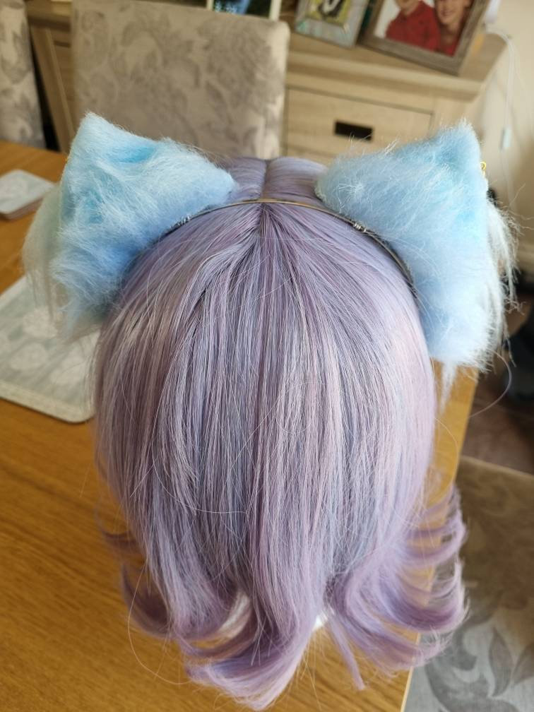 Blue Cat Ear Headband Faux Fur Ears/ Cosplay Ears/ Kawaii/ DDLG ...