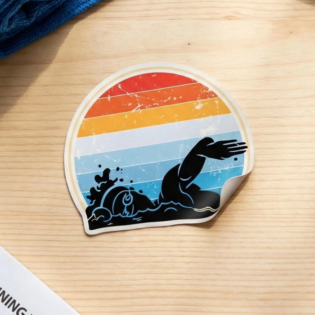 Swimming Sticker | Retro Swimmer Decal - Etsy