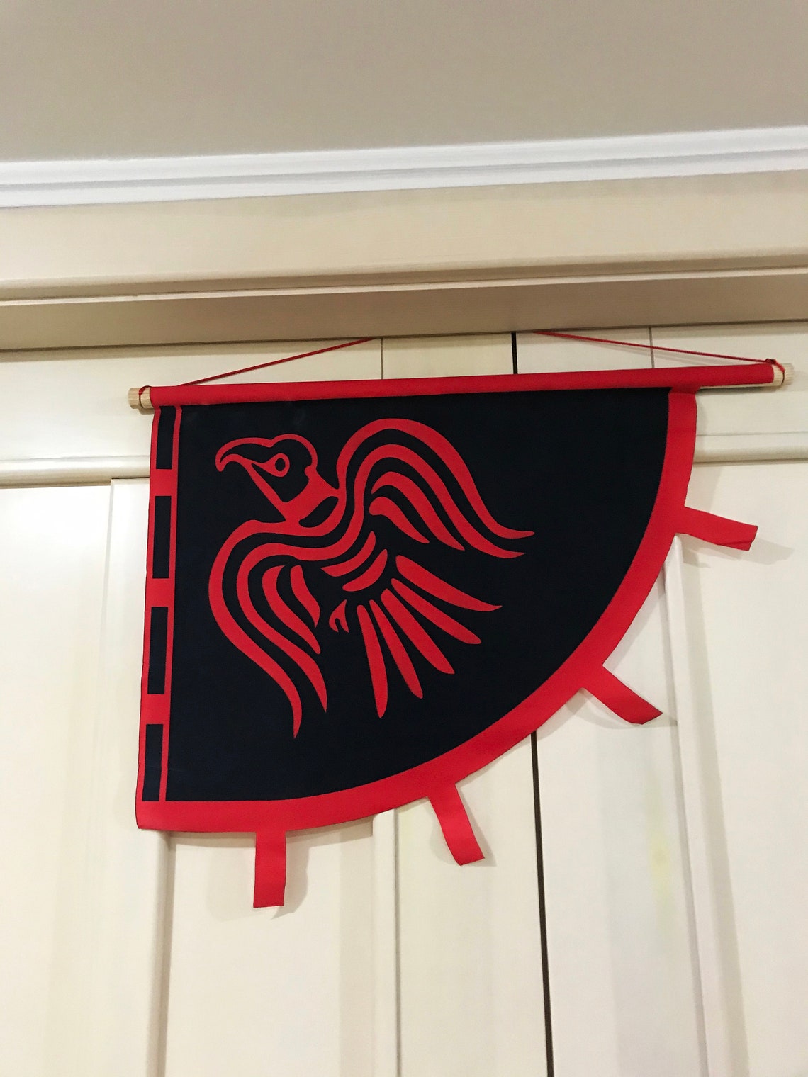 VIKINGS FLAG with pole Raven banner War Of Clans Odin | Etsy