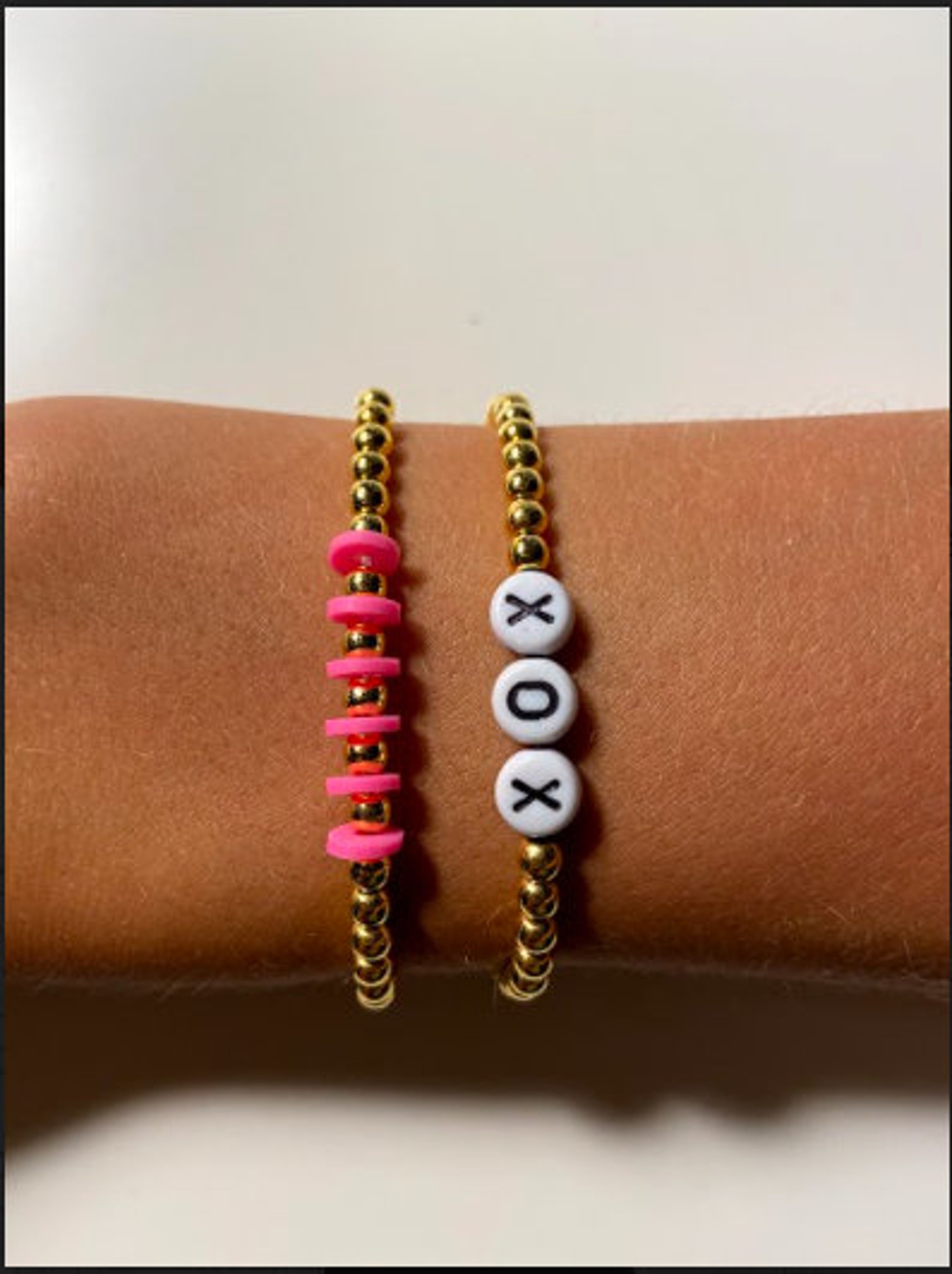 Preppy gold and pink bracelet combo | Etsy