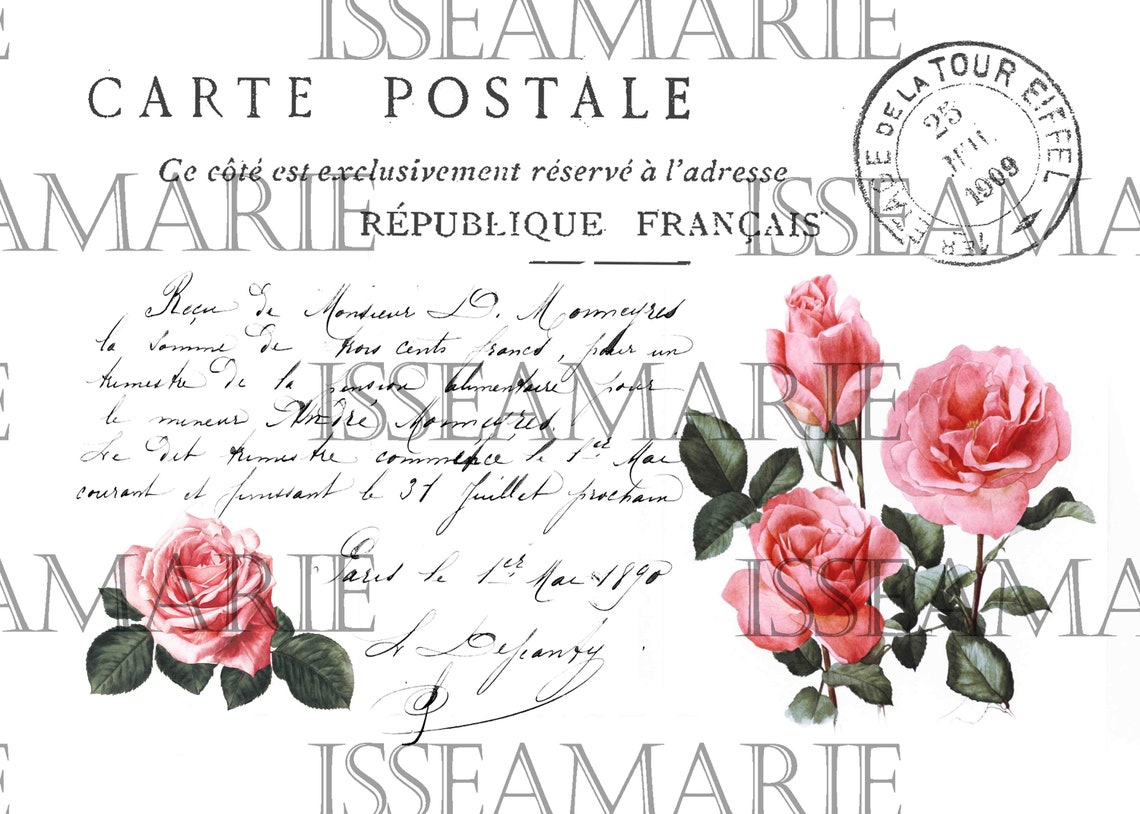 Printable Shabby Chic French Image Transfer Vintage Carte Postale Paris ...