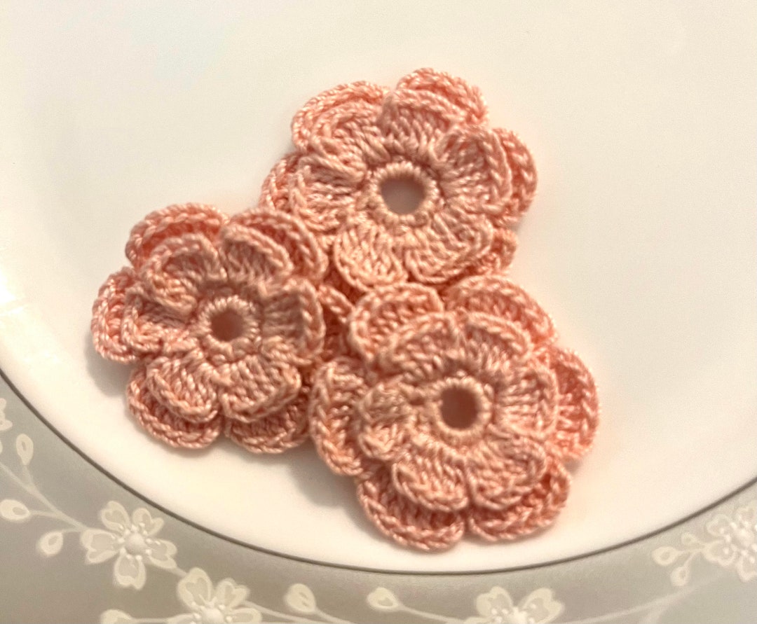 3 Crocheted Flowers junk Journal Ephemera, Journal Tag Making, Sewing ...