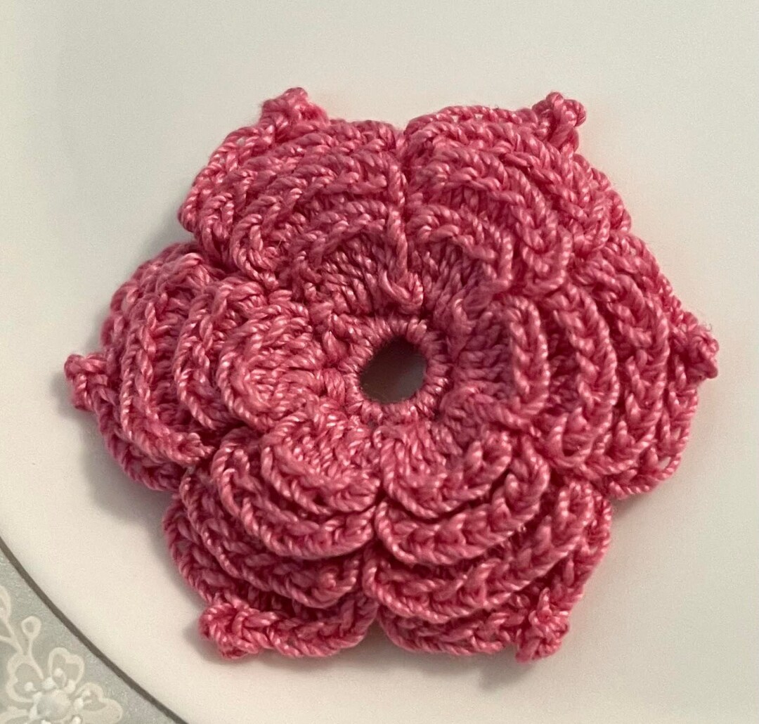 Crocheted Flower scrapbooking Flower, Junk Journal Flower, Brooch ...