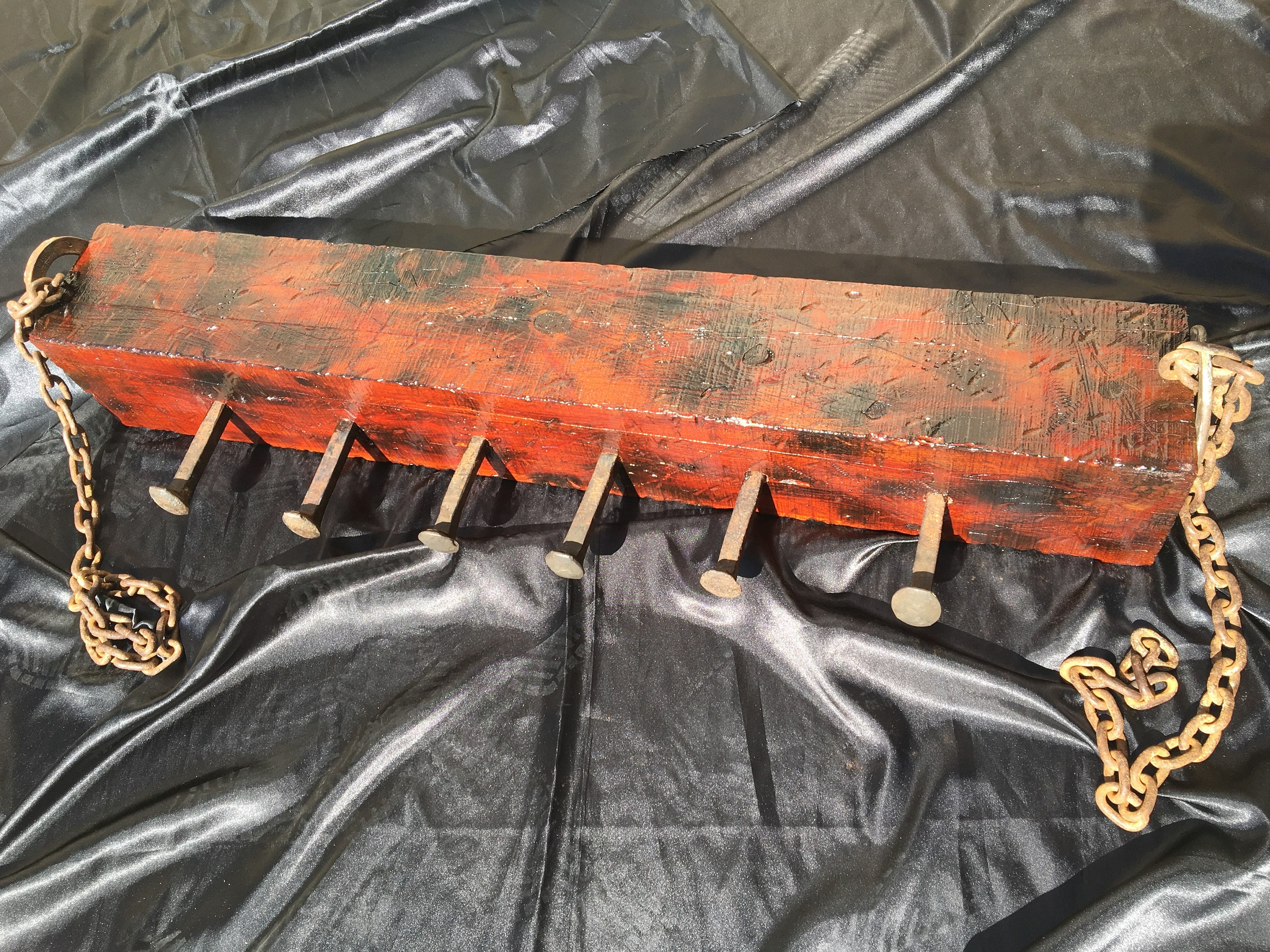 BBQ Tool Rack Grill Utensil Holder Wood Vintage Railroad Spikes Nails ...