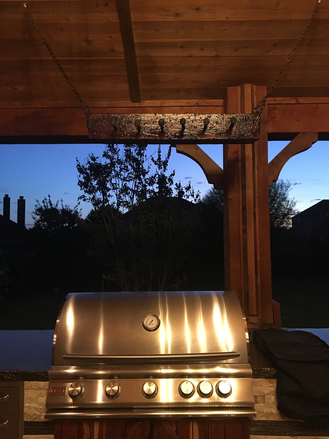 BBQ Tool Rack Grill Utensil Holder Wood Vintage Railroad Spikes Nails ...