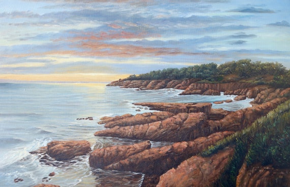 Beach Cliff Seascape 24 X 36 Oil Painting on - Etsy