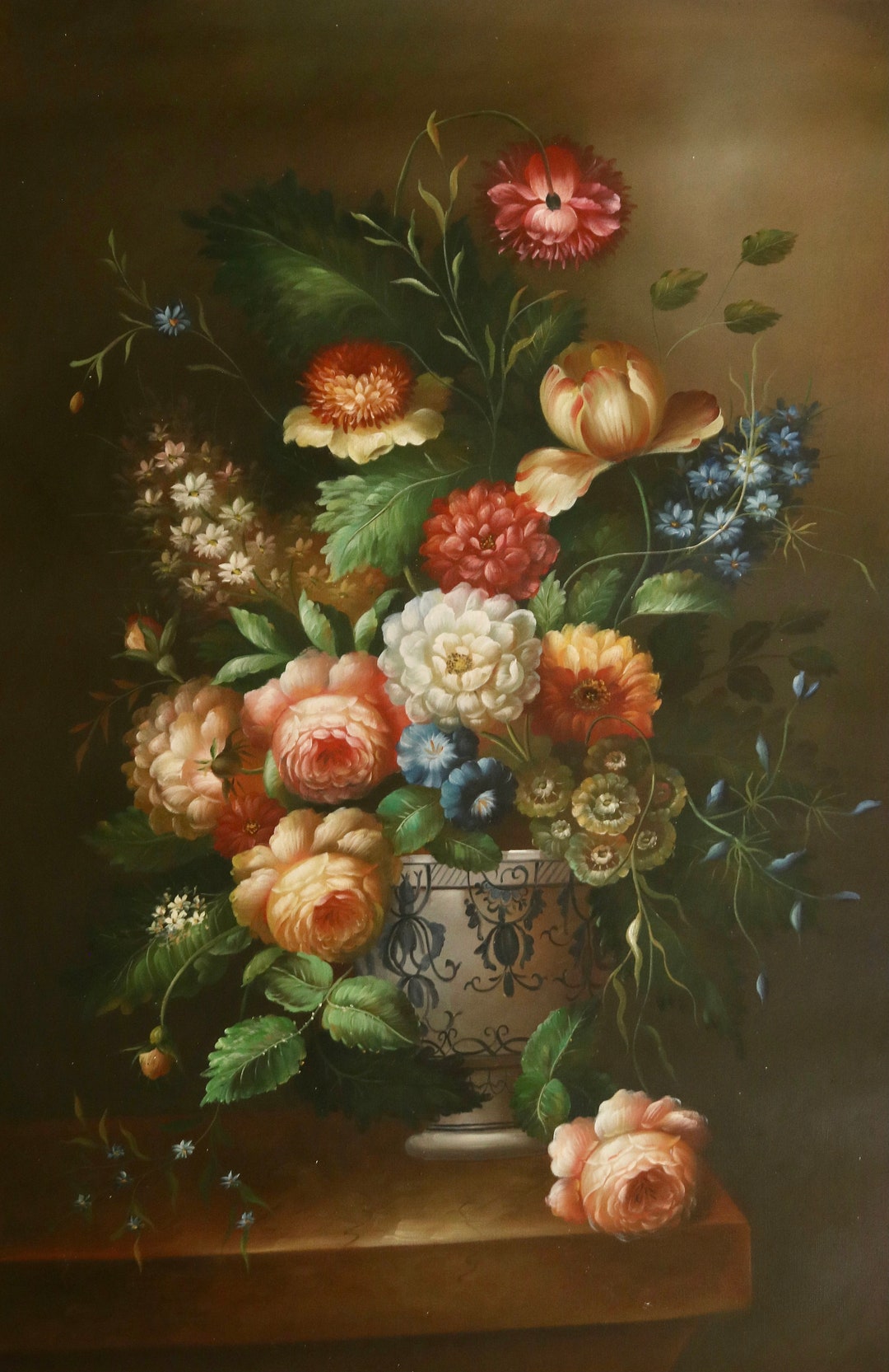 Still Life of Flowers Jean-louis Prevost REPRODUCTION 24" X 36" Oil ...