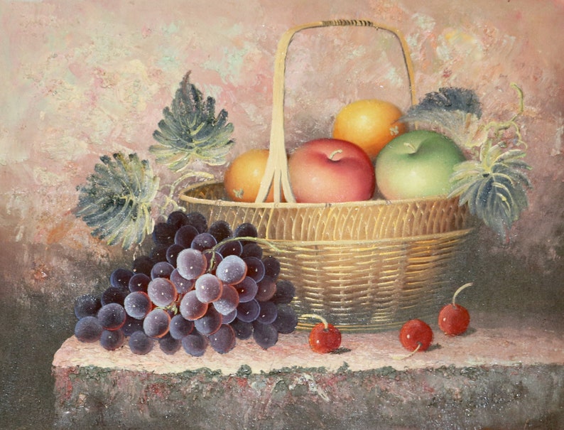 Fruit Basket 12"x 16" Oil Painting on Canvas 100% Hand Painted ...