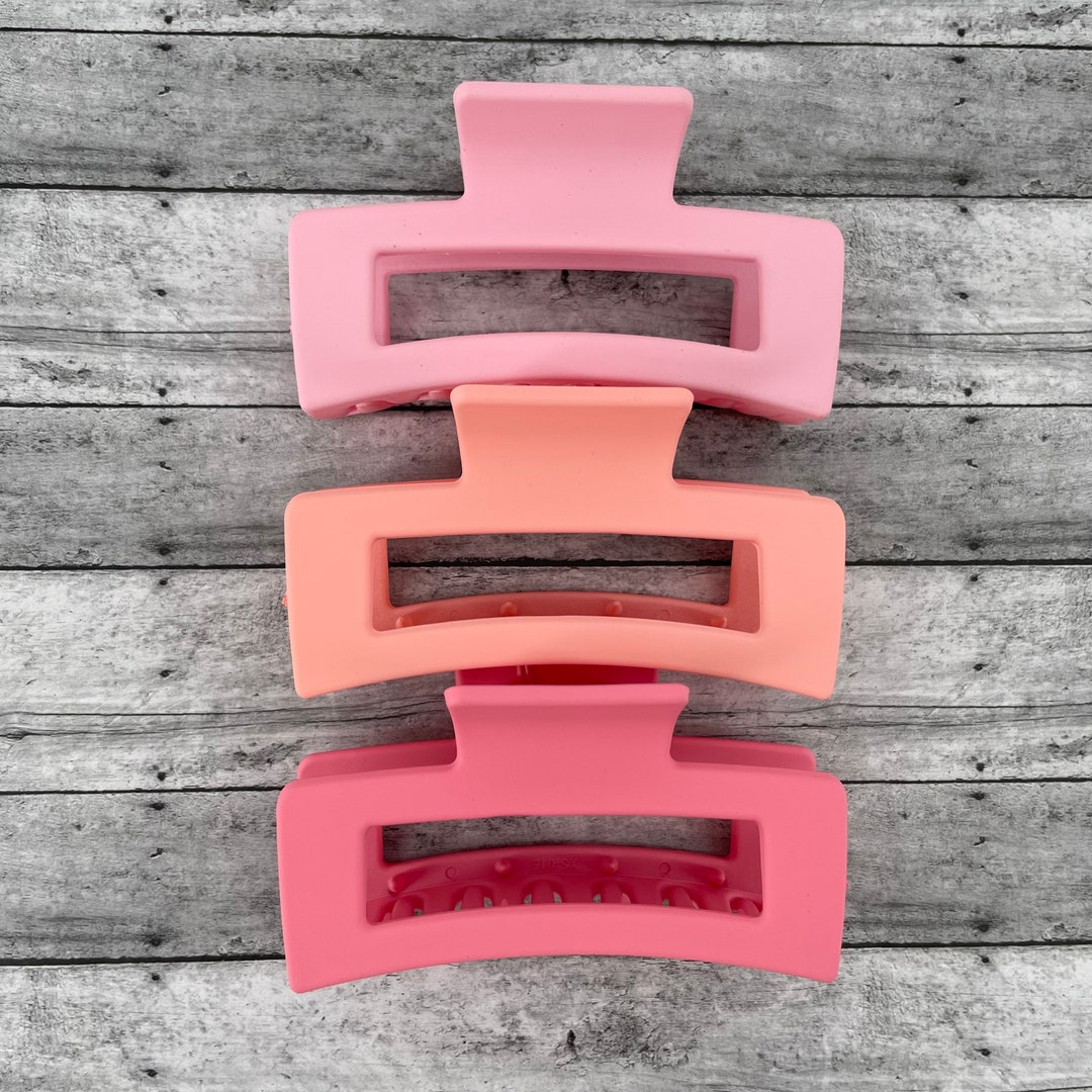 Pink Rectangular Hair Claw Clip | Open Shape Claw Clip | French Hair ...