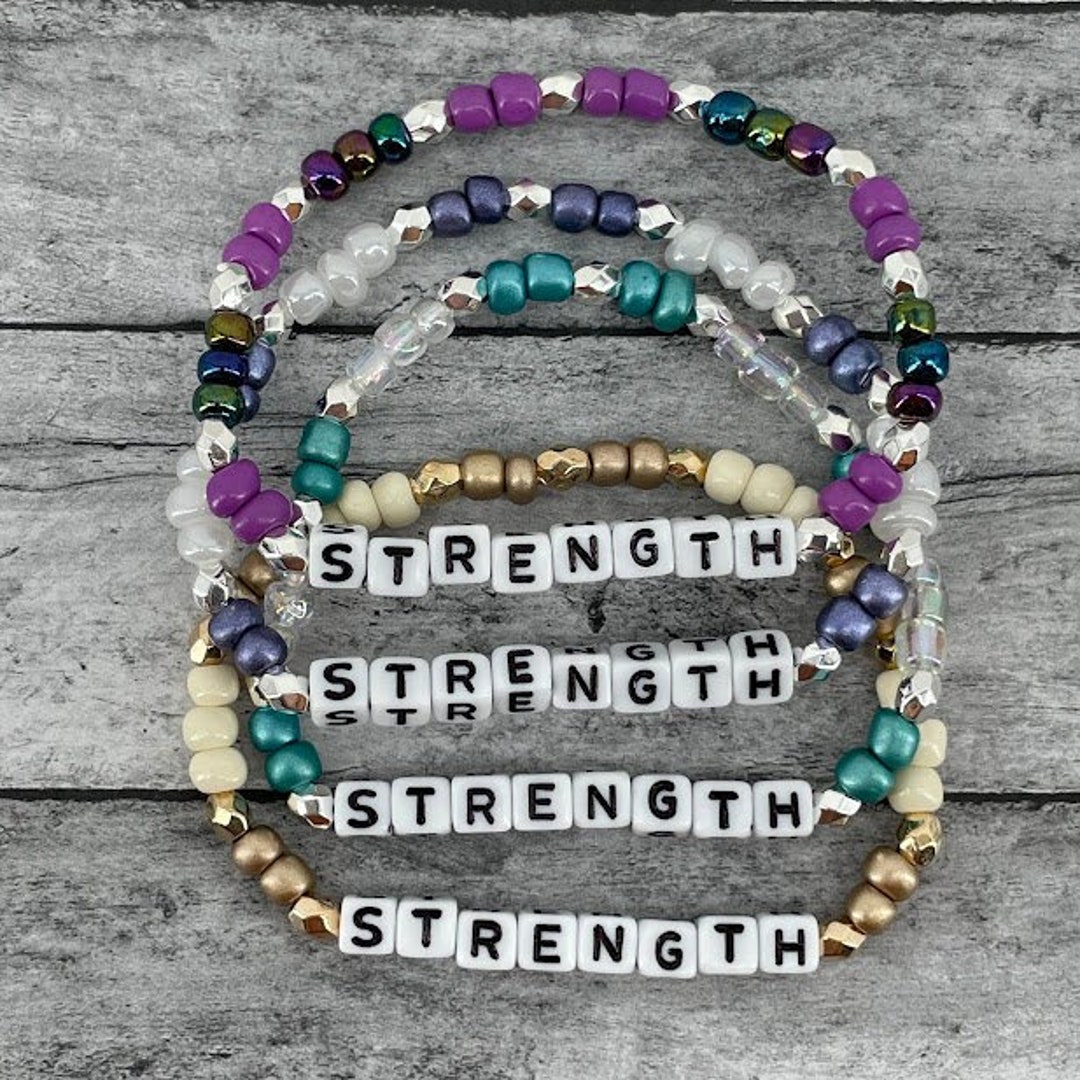 Strength Beaded Elastic Stretch Word Bracelet | Strong | Stackable ...