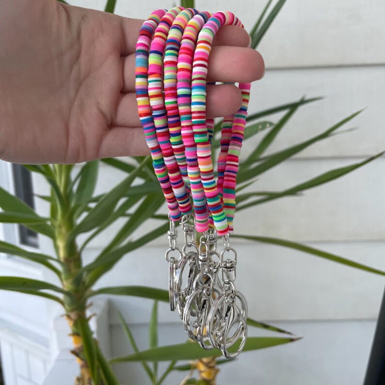 Multicolored Heishi Clay Beaded Keychain Key Holder Key | Etsy