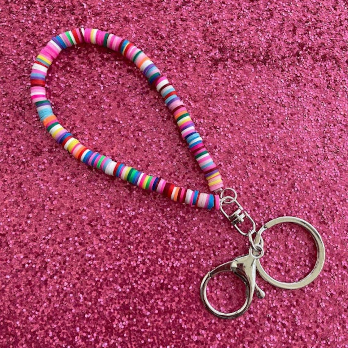 Multicolored Heishi Clay Beaded Keychain Key Holder Key - Etsy