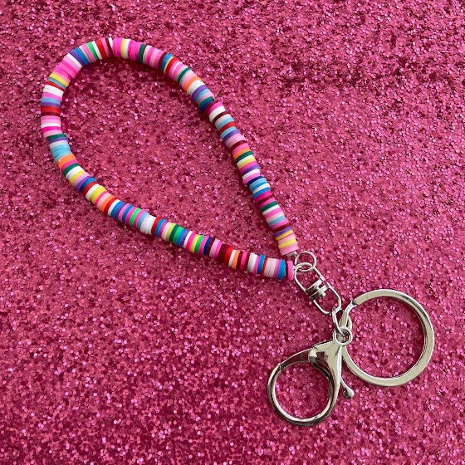 Multicolored Heishi Clay Beaded Keychain Key Holder Key - Etsy