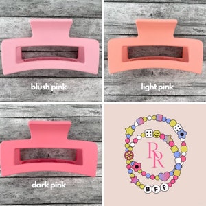 Pink Rectangular Hair Claw Clip | Open Shape Claw Clip | French Hair ...