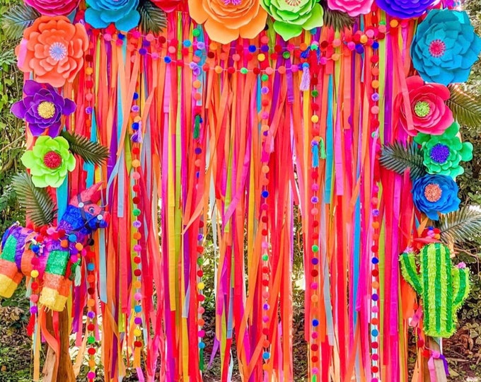 Fringe Backdrop Fiesta Decorations Rainbow Bachelorette Fringe ...