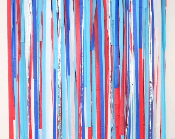 Streamer Backdrop Fringe Backdrop Red White and Blue Party - Etsy