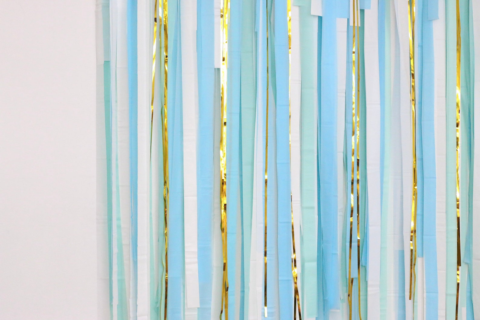 Streamer Backdrop Fringe Backdrop Blue and Mint Birthday - Etsy