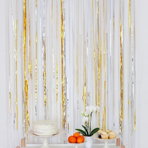 Streamer Backdrop, Fringe Backdrop, Silver and Gold Party Decorations ...