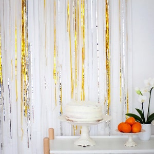 Streamer Backdrop, Fringe Backdrop, Silver and Gold Party Decorations ...