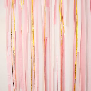 Streamer Backdrop, Fringe Backdrop, Pink and Gold Decorations, Birthday ...