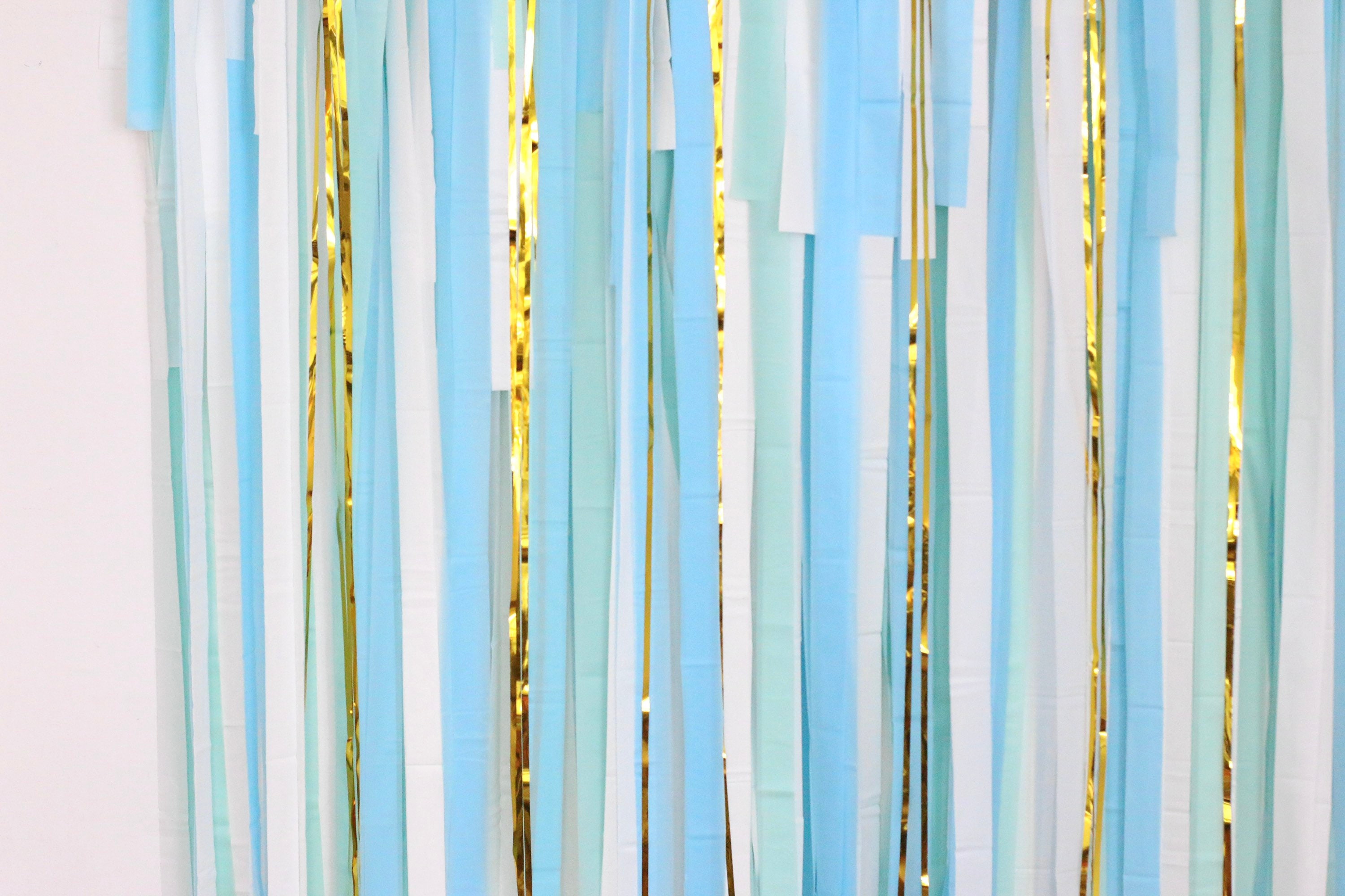 Streamer Backdrop Fringe Backdrop Blue and Mint Birthday - Etsy