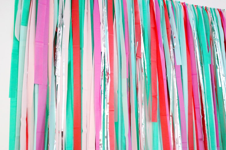 Streamer Backdrop Fringe Backdrop Pink and Green Streamer - Etsy