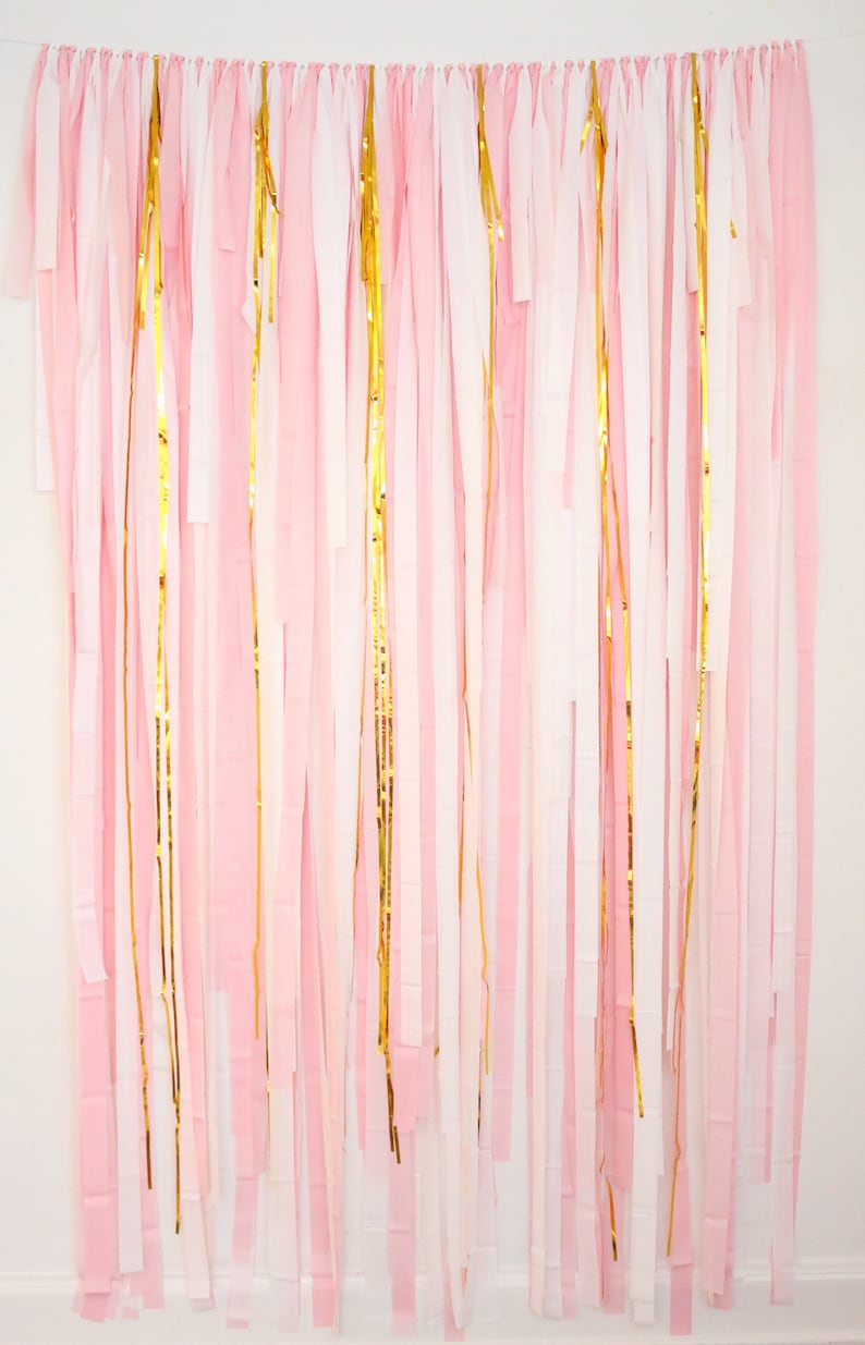 Streamer Backdrop Fringe Backdrop Pink and Gold Decorations - Etsy