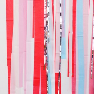 Streamer Backdrop, Fringe Backdrop, Pink and Red, Streamer Garland ...