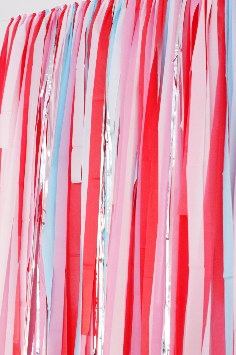 Streamer Backdrop Fringe Backdrop Pink and Red Streamer | Etsy