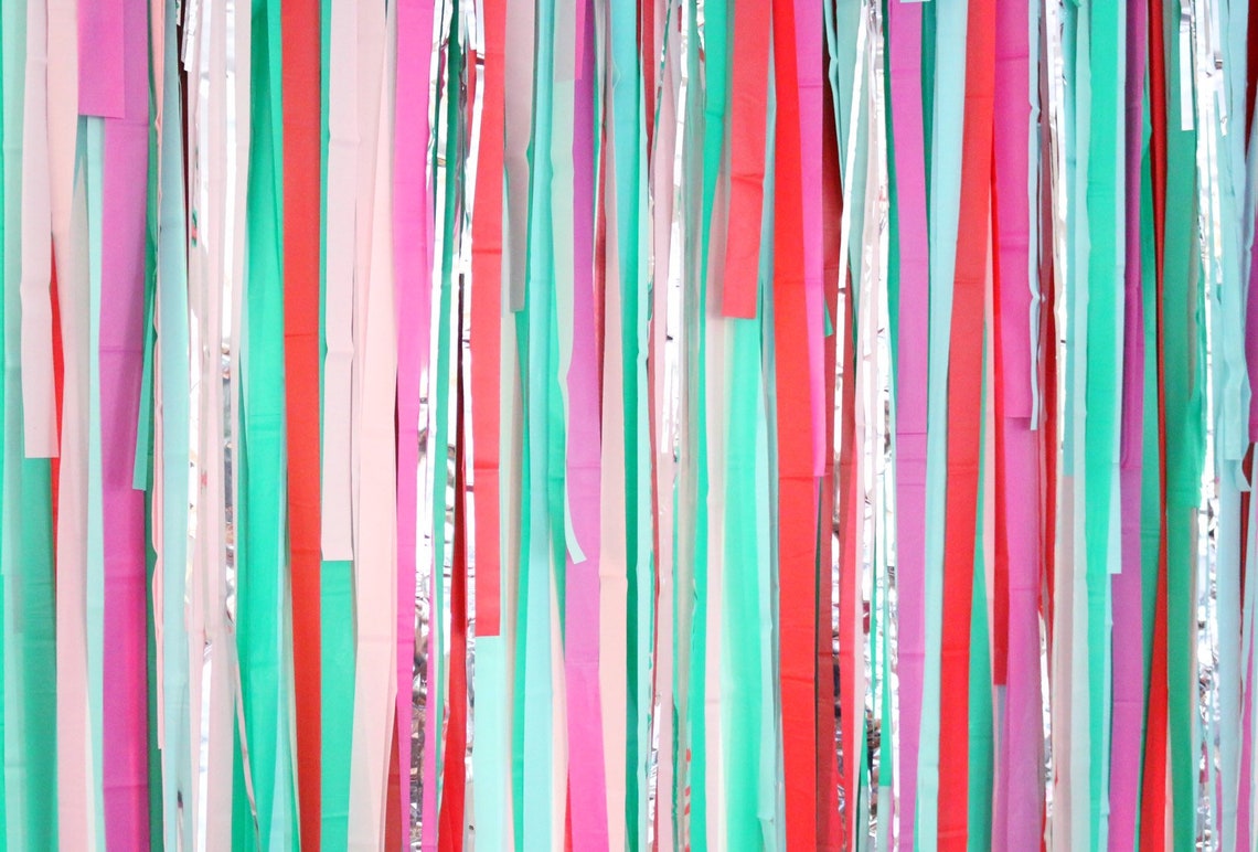 Streamer Backdrop Fringe Backdrop Pink and Green Streamer | Etsy