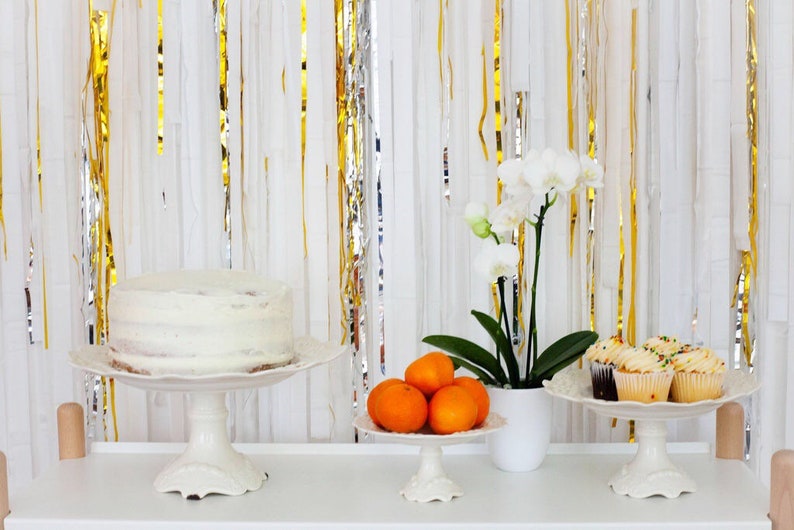 Streamer Backdrop Fringe Backdrop Silver and Gold Party | Etsy