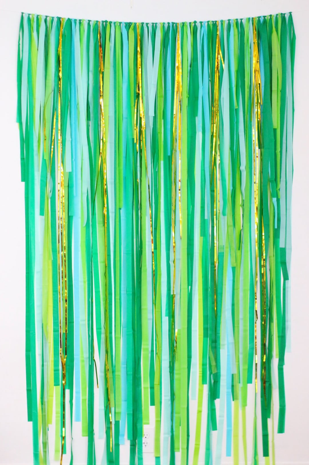 Streamer Backdrop, Fringe Backdrop, Green and Gold Party Decorations ...