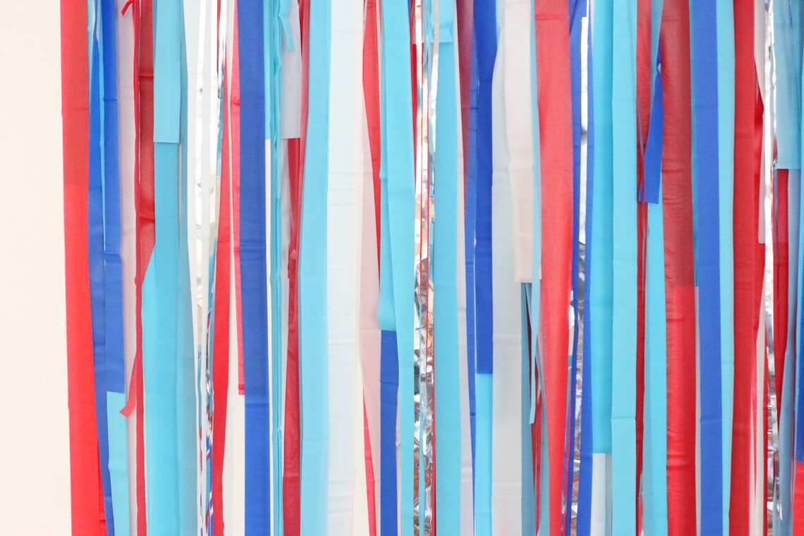 Streamer Backdrop, Fringe Backdrop, Red White and Blue Party ...