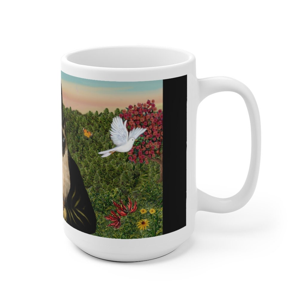 Mona Lisa and Her Seal Point Siamese Cat Whimsical White | Etsy