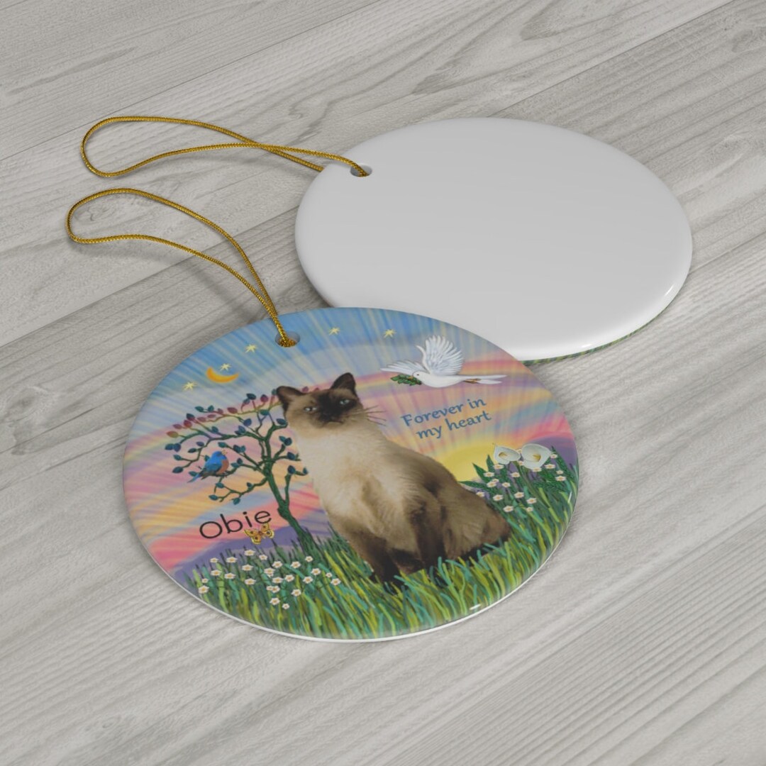 PERSONALIZED obie Seal Point Siamese Cat in rainbow Dove Single Sided ...