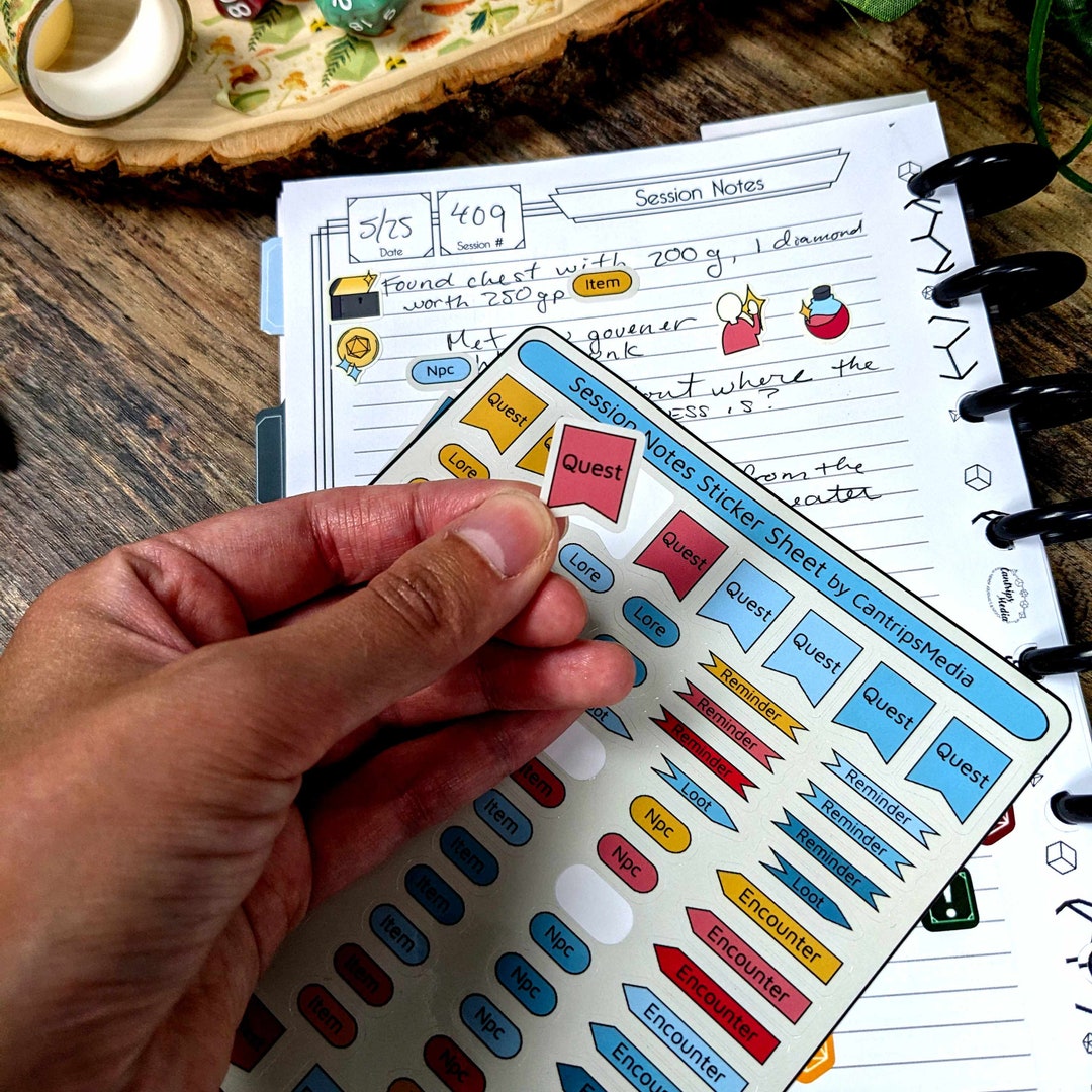 Session Notes Stickers | D&D, TTRPG Journal Stickers - Etsy