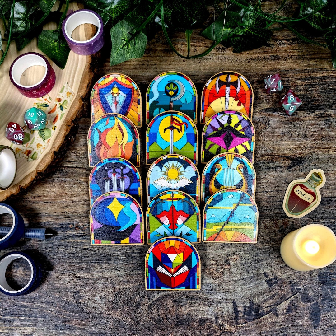 Stained Glass D&D Class Pins | Wooden Pins Dungeons and Dragons 5e - Etsy