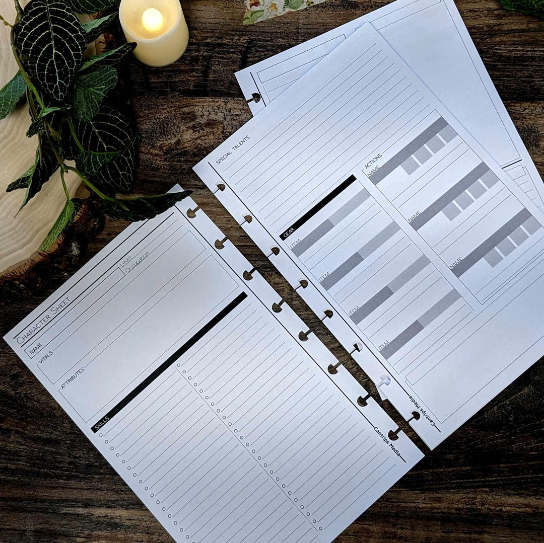 Any TTRPG Character Sheets | Player's Notebook Size - Etsy