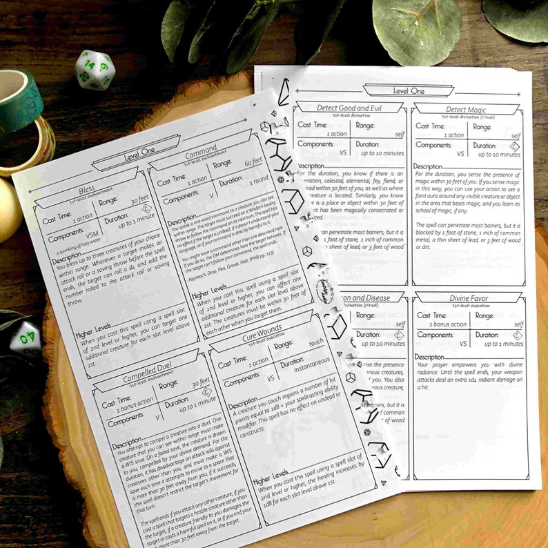 D&D 5e Spell Cards, Abilities | Player Sized Notebooks - Etsy