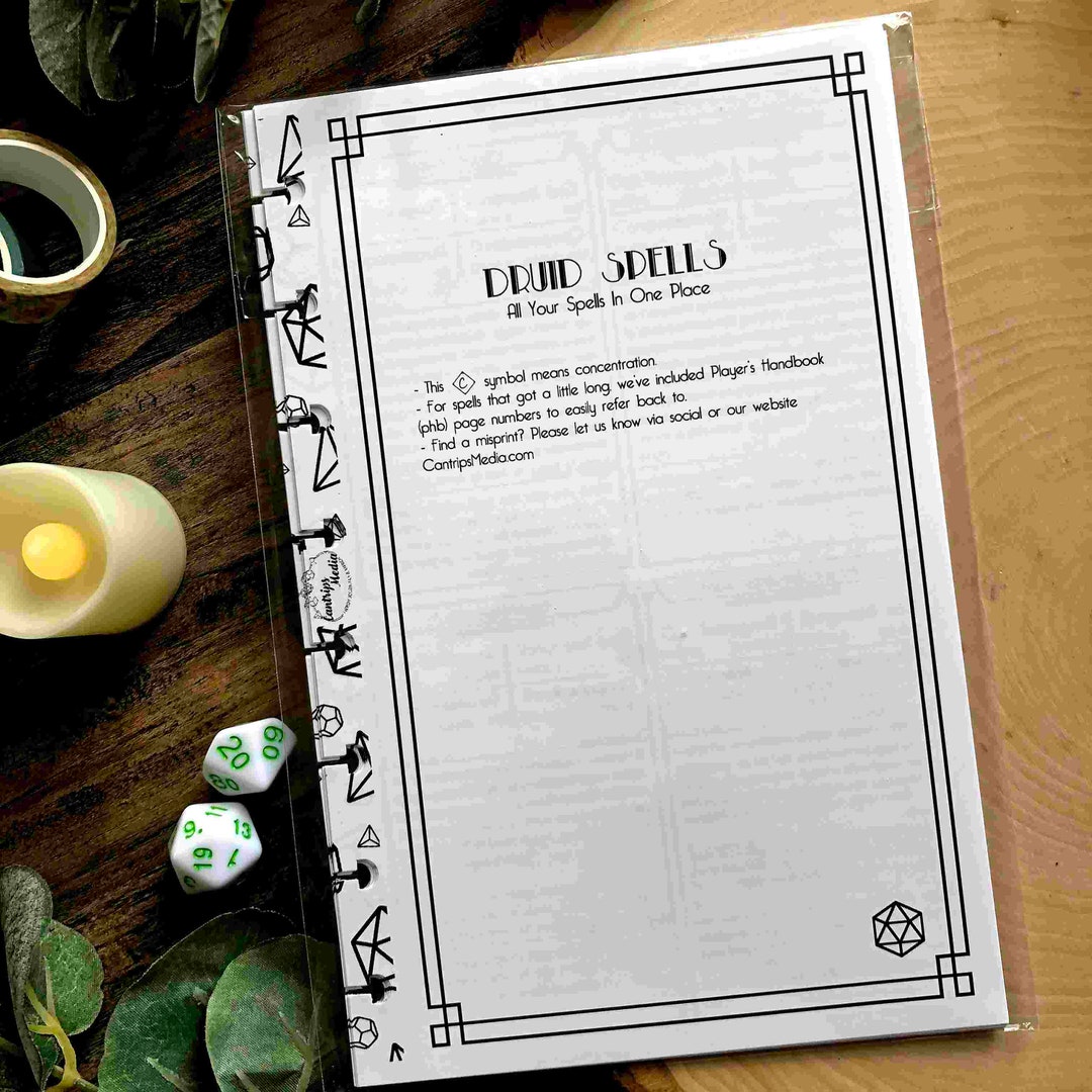 Druid Spell Sheets ONLY Page Pack art Deco Version - Etsy