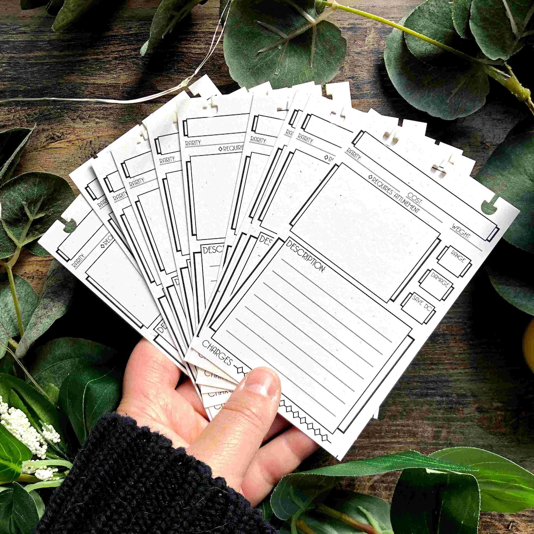 Item Cards for Notebook of Holding - Etsy