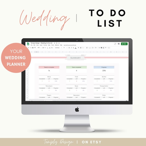 Excel Wedding Planner - Etsy
