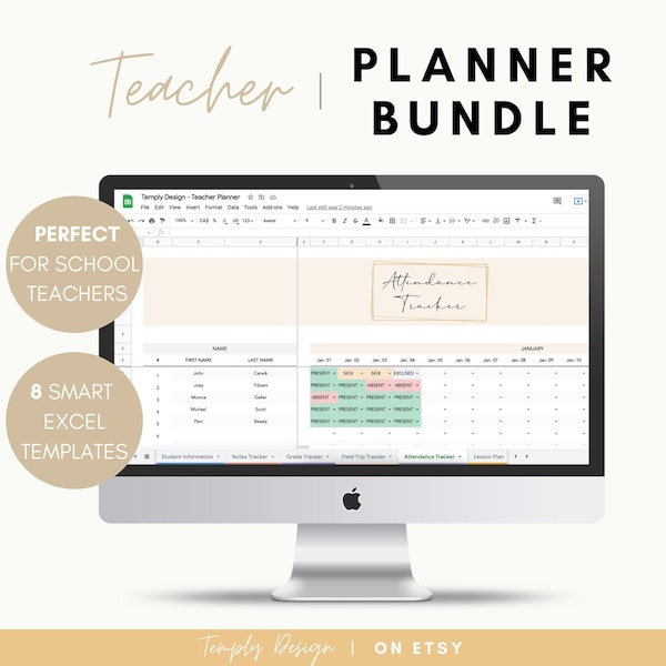 Excel Student Attendance Tracker - Etsy