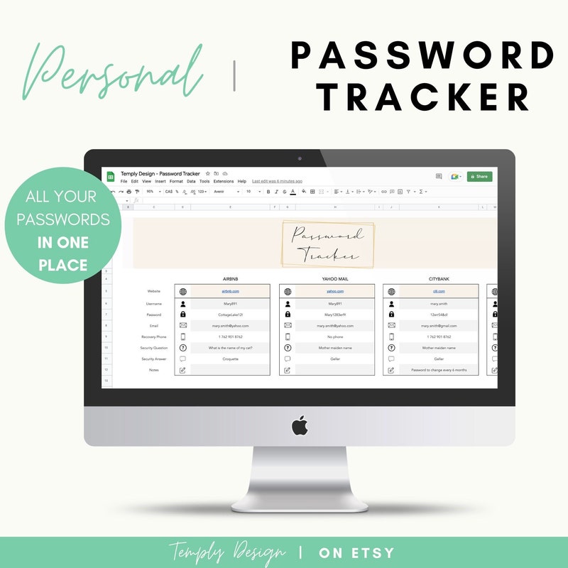Password Cheat Sheet - Etsy